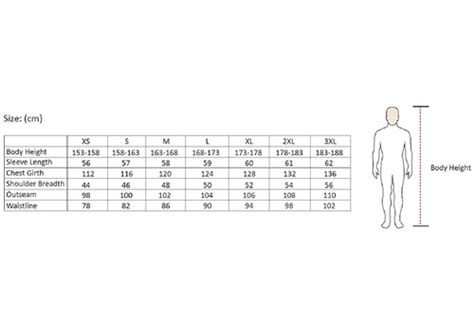 Fr Standard Garment Sizing Sizing Chart Lakeland Fire Safety