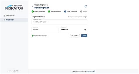 Target Connection Cybertec Migrator Documentation