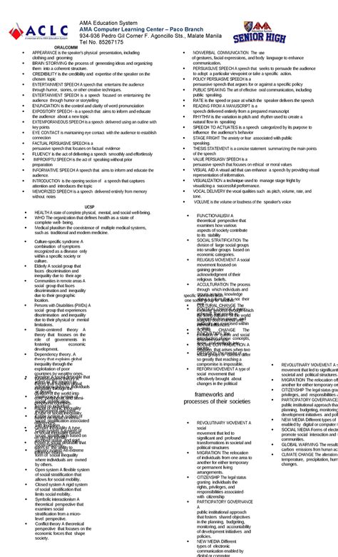 Oral Uscp Notes Ama Education System Ama Computer Learning Center