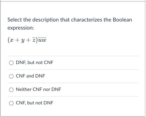 Solved Select The Description That Characterizes The