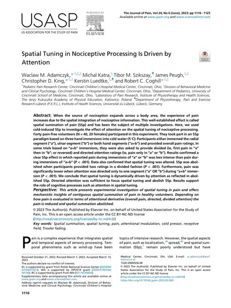 pdf spatial tuning in nociceptive processing is driven by attention