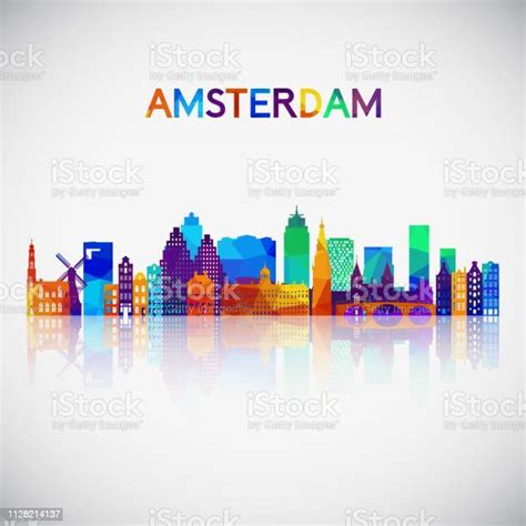 다채로운 기하학적 인 스타일에 암스테르담 스카이 라인 실루엣입니다 디자인에 대 한 기호입니다 벡터 일러스트입니다 암스테르담에 대한 스톡 벡터 아트 및 기타 이미지 Istock