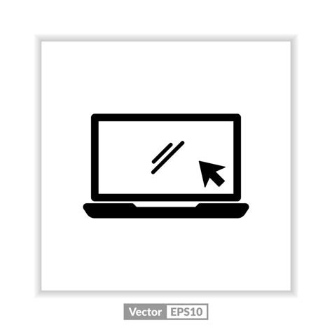 Laptop With Pointer Or Cursor Icon Isolated Notebook Screen Template Display With Clicking