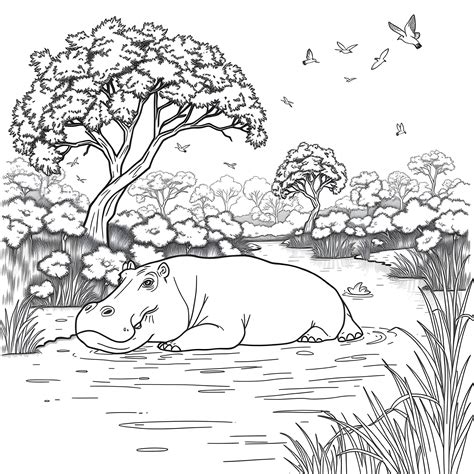 Best Hippopotamus Coloring Pages Free Printable Pdf