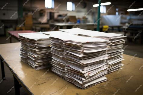 Premium Ai Image Wide Shot Of Script Stacks On Table