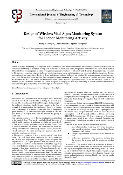 Pdf Design Of Wireless Vital Signs Monitoring System For Indoor Monitoring Activity
