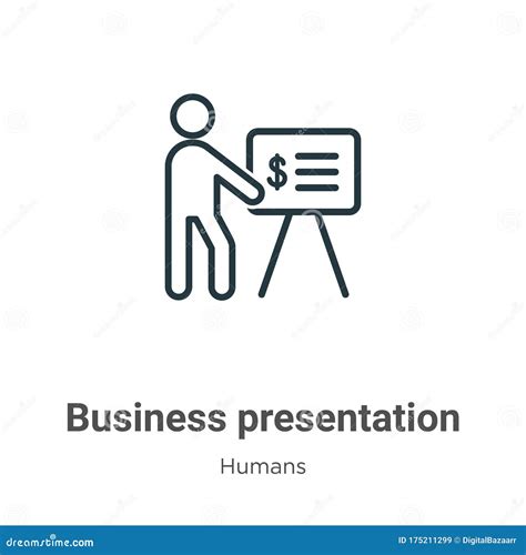 Business Presentation Outline Vector Icon Thin Line Black Business Presentation Icon Flat