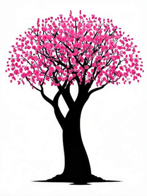 Premium Vector Tree With Pink Flower Tree Flower