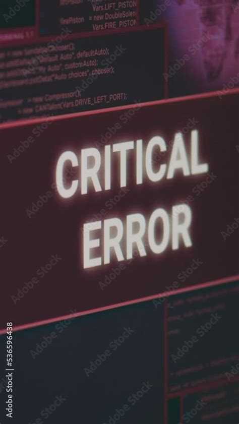 Vertical Video Computer Showing Hacking Alert And Critical Error