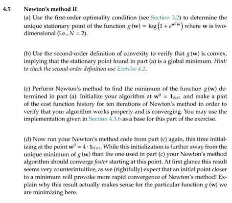 Solved Newton S Method II A Use The First Order Optimality Chegg