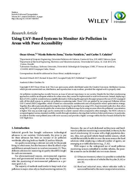 Pdf Using Uav Based Systems To Monitor Air Pollution In Areas With Poor Accessibility Oscar
