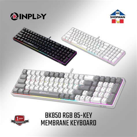 Inplay Bk850 Rgb Rainbow Light 85 Key Black White Membrane Gaming Keyboard Shopee Philippines