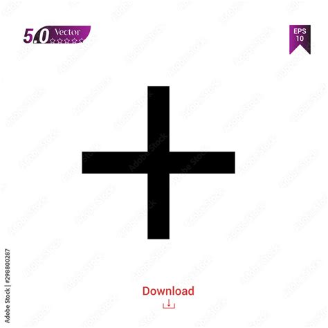 Outline Black Add Plus Button Icon Vector Isolated On White Background