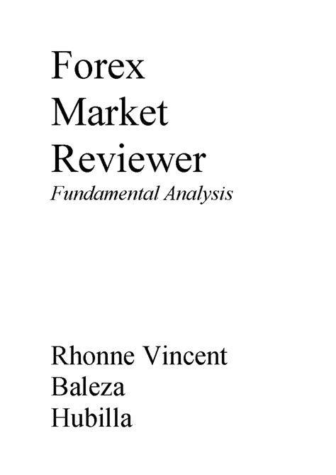 The Forex Market Fundamental Analysis Forex Market Reviewer Fundamental Analysis Rhonne