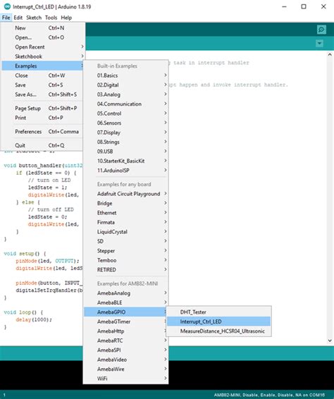 Interrupt Control Led — Ameba Arduino Aiot Documentation V11 Documentation