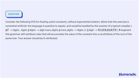 SOLVED Consider The Following CFG For Floating Point Constants Without