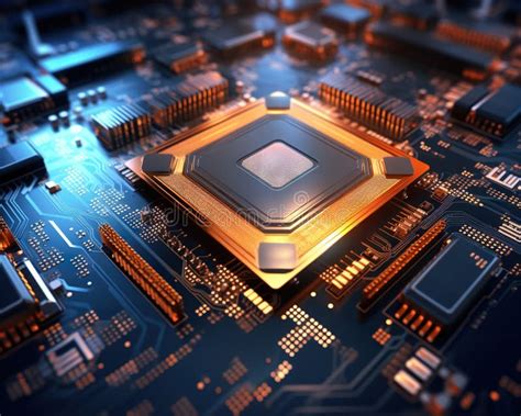 The Central Processor Is Inside The Computer On The Circuit Board Stock Illustration