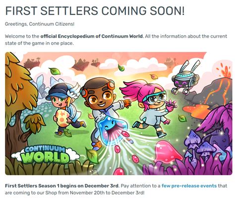 First Settlers New Menus Video And Images By Continuum World Medium