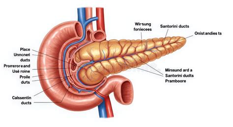 Anatomical Diagram Depicting The Pancreas And Related Digestive System