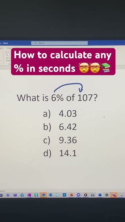 How To Calculate A Percentage In Seconds 🤯🤯🤯📚📚 Youtube
