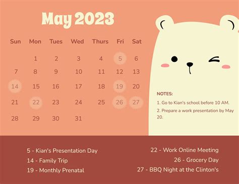 Editable Cute Calendar Templates In Microsoft Word To Download