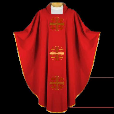 Casula Cruz De Jerusalém Vermelha Fábrica De Hóstias