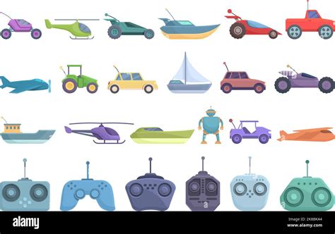 Radio Control Toys Icons Set Cartoon Vector Rc Toy Control Model Stock Vector Image And Art Alamy