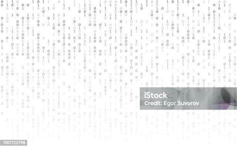 흰색 배경의 이진 코드입니다 숫자가 떨어지는 매트릭스 개념입니다 추상 데이터 개념입니다 라이트 배경에서 난수 실행 디지털 벽지 벡터 일러스트레이션 1에 대한 스톡 벡터 아트