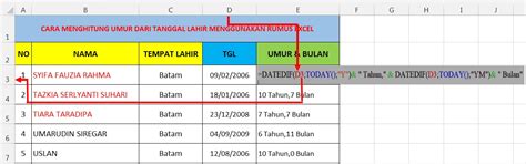 PUSTAKA ILMU MENGHITUNG UMUR DENGAN RUMUS MICROSOFT EXCEL