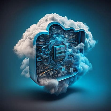 Realistic Cloud Computing Technology Illustration Created With Generative Ai Premium Ai
