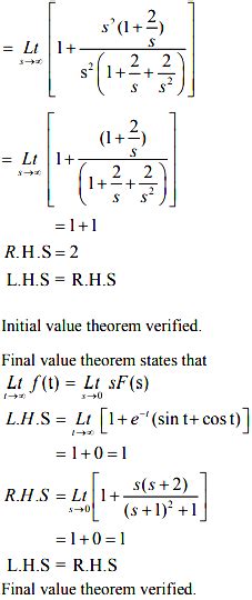 Verify The Initial And Final Value Theorem For The Function Ft 1