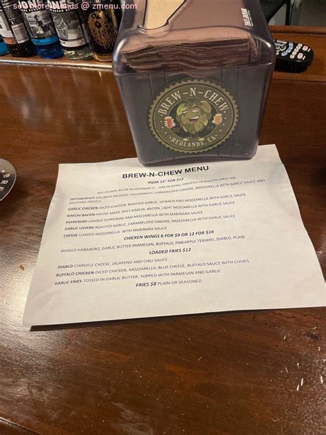 Online Menu Of Brew N Chew Restaurant Redlands California Zmenu