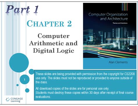 COA Chapter Part Week Of The Course C HAPTER Computer Arithmetic And Digital Logic