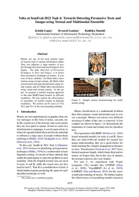 Pdf Volta At Semeval 2021 Task 6 Towards Detecting Persuasive Texts
