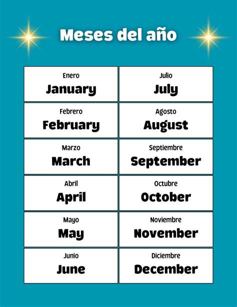 Meses En Español E Ingles