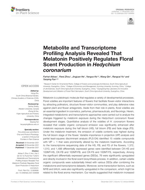 Pdf Metabolite And Transcriptome Profiling Analysis Revealed That