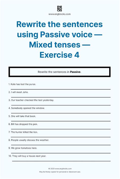 Passive Voice And Mixed Tenses Worksheet 4