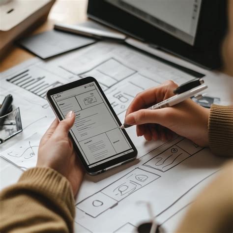A Person Creating Lowfidelity Wireframes For A Mobile App Using Design Software Premium Ai A Person Creating Lowfidelity Wireframes For A Mobile App Using Design Software Premium Ai