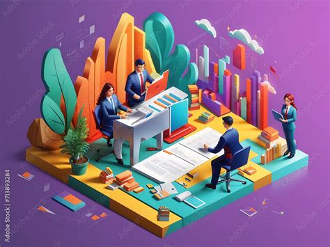 Business And Marketing Concept In 3d Isometric Design People Making Financial Analyses