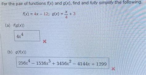 solved for the pair of functions f x and g x find and