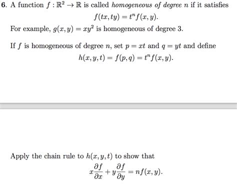 Solved A Function F R 2 Is Called Homogeneous Of Degree N