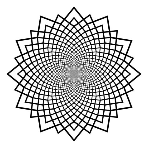 Abstract Radial Pattern Circular Geometric Spiral Shape Round Decorative Flower Or Leaves