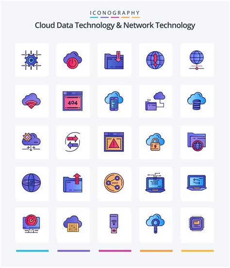 Creative Cloud Data Technology And Network Technology 25 Line Filled Icon Pack Such As