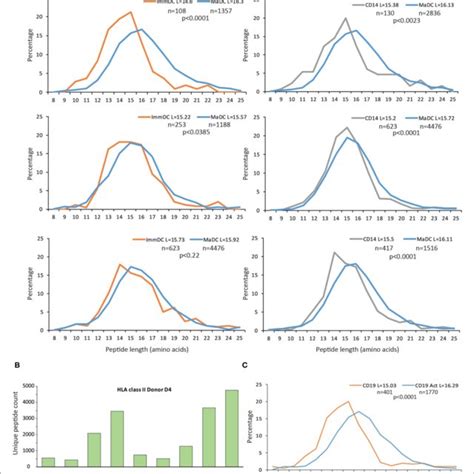 Length Distribution Of Hla Class Ii Peptides Upon Differentiation And