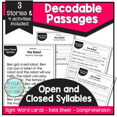 Open And Closed Syllables Decodable Passages And Comprehension Orton