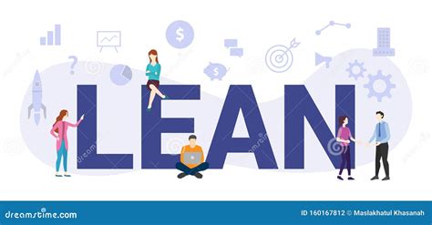 Lean Workflow Management Concept With Big Word Or Text And Team People