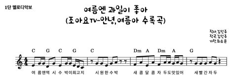 악보 여름엔 과일이 좋아 계절 여름 By 조아요tv