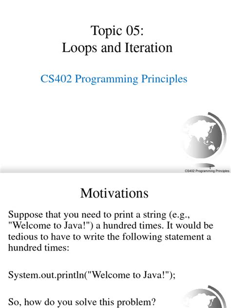 Topic 05 Loops And Iteration Cs402 Programming Principles Pdf