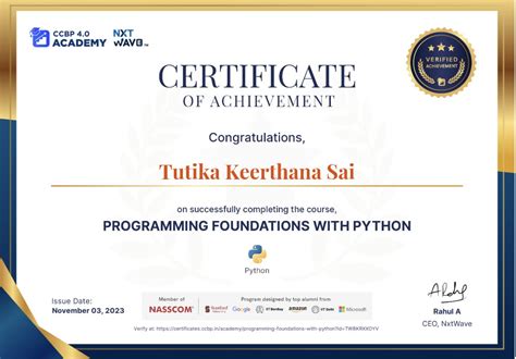 Keerthana Sai Tutika On Linkedin Python Certificationcomplete Codingjourney Nxtwave