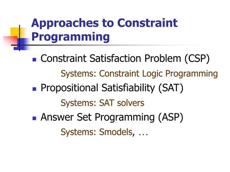 Ppt Answer Set Programming Vs Csp Power Of Constraint Propagation